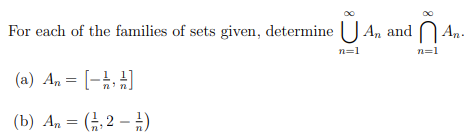 Solved For each of the families of sets given, determine UA, | Chegg.com