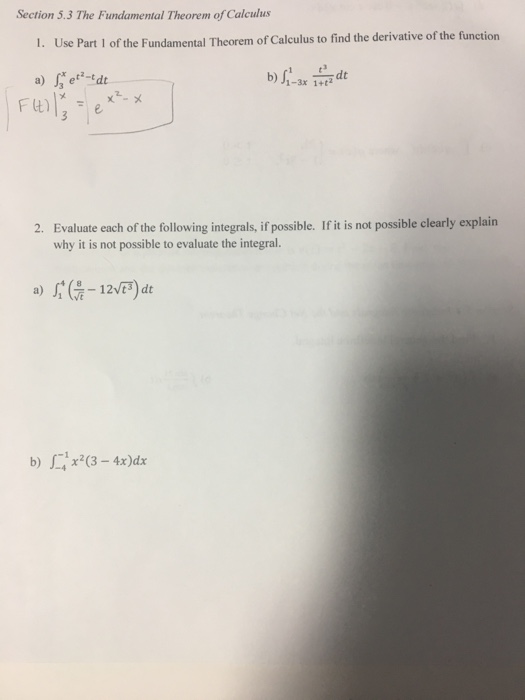 Solved Section 5.3 The Fundamental Theorem of Calculus . Use | Chegg.com