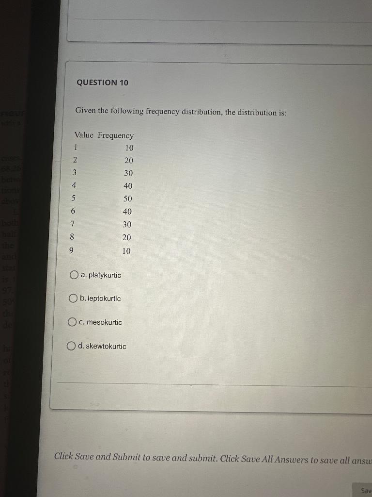 Solved Given the following frequency distribution, the | Chegg.com
