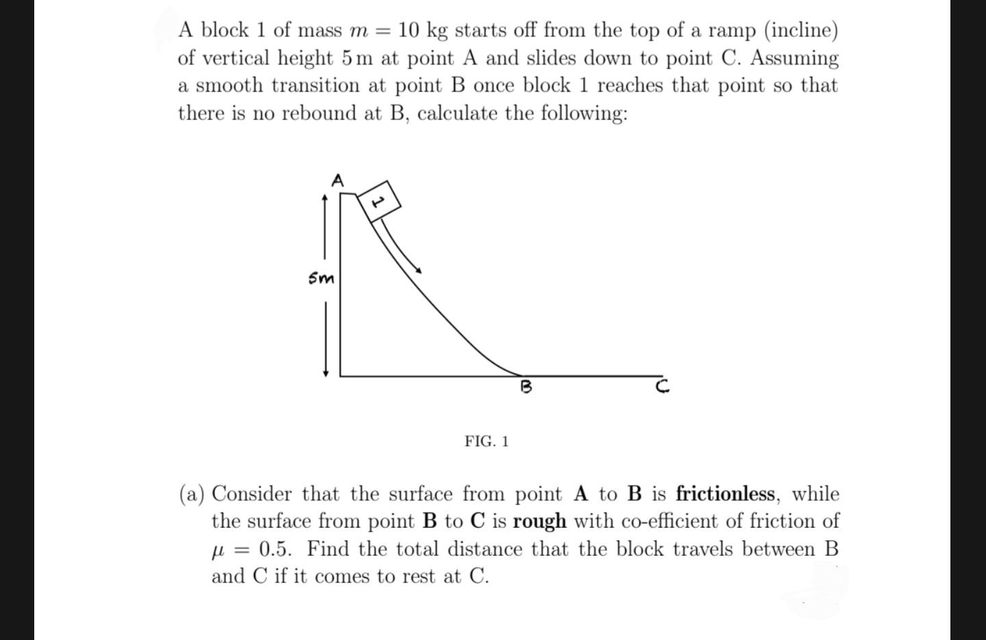 Solved A block 1 of mass m = 10 kg starts off from the top | Chegg.com