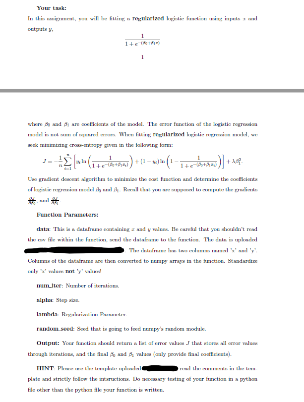 Solved Your task: In this assignment, you will be fitting a | Chegg.com