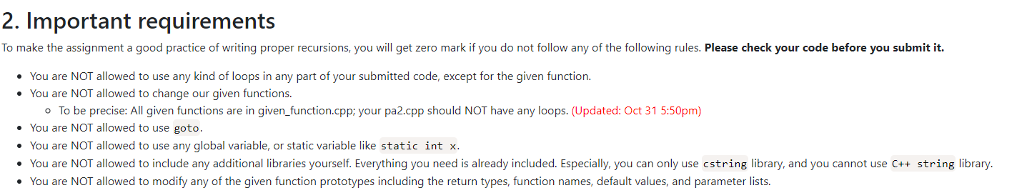 2. Important requirements To make the assignment a | Chegg.com