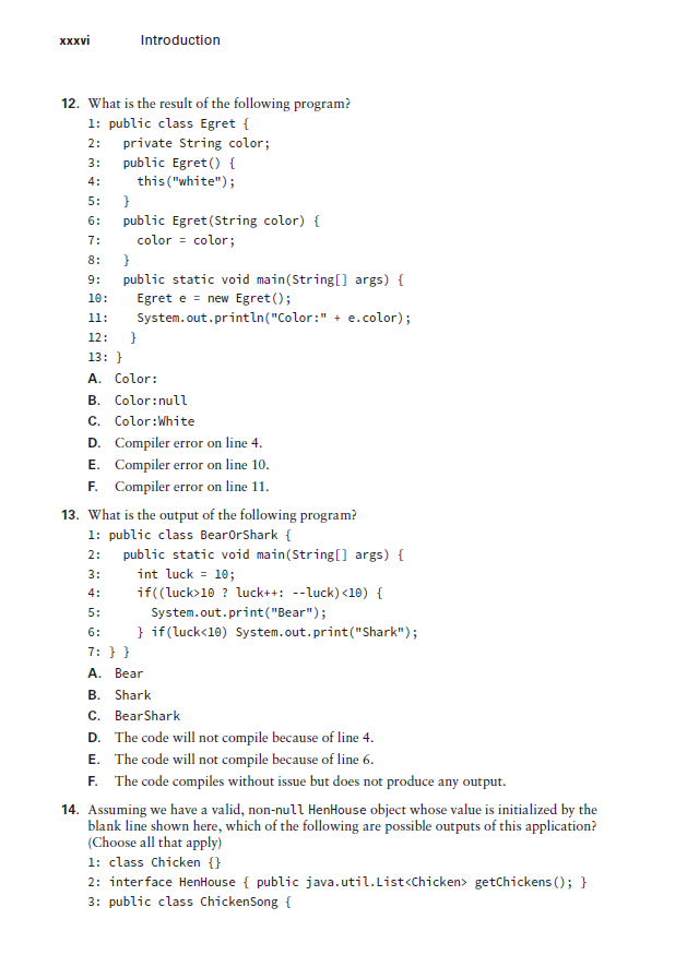 Solved Introduction XXXV 4: 8: 9: 11: 10. Which are true of | Chegg.com