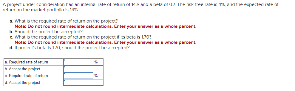Solved A project under consideration has an internal rate of | Chegg.com