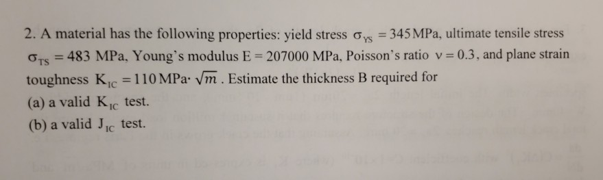 Solved 2. A material has the following properties: yield | Chegg.com