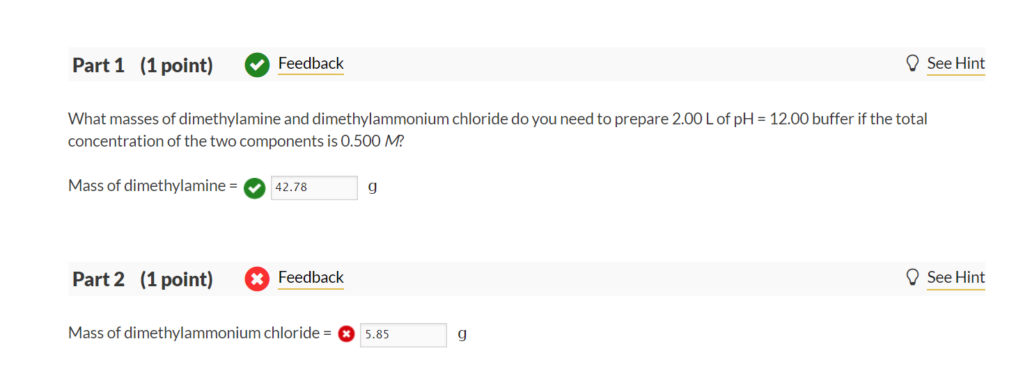 Solved What masses of dimethylamine and dimethylammonium | Chegg.com