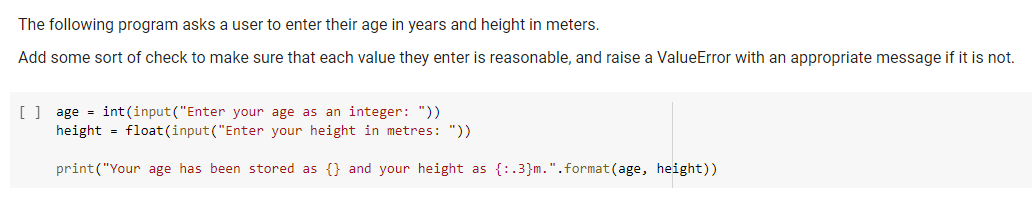 Solved So I understood that I have to raise a ValueError if | Chegg.com
