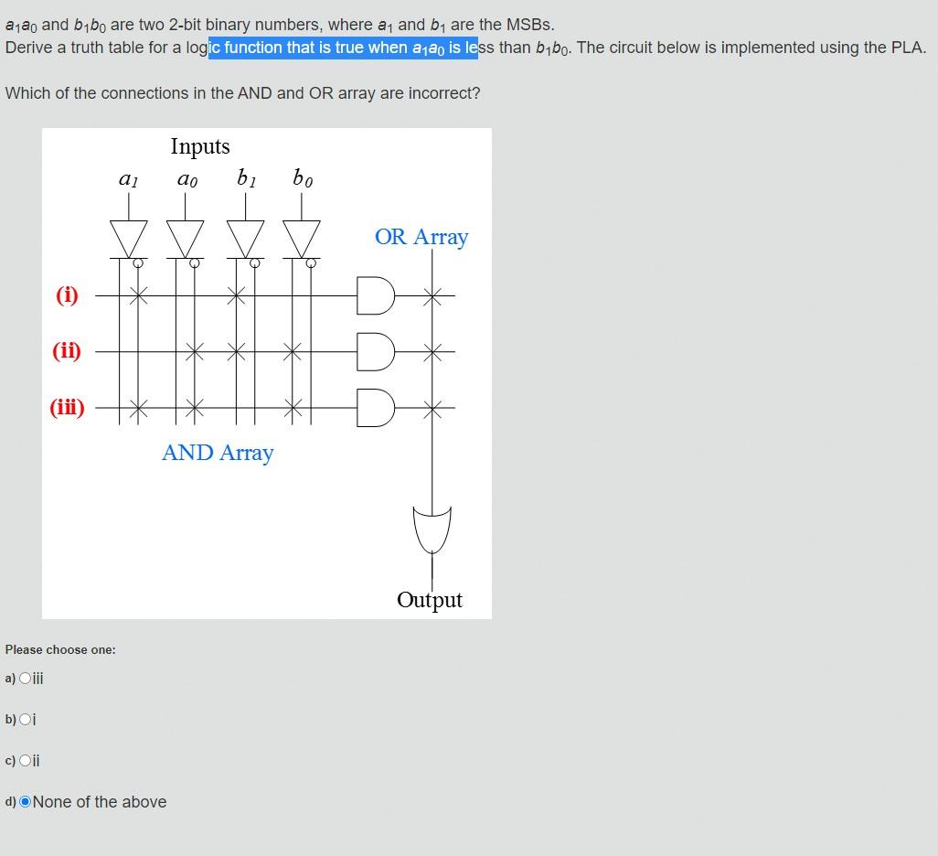 Solved atao and bubo are two 2-bit binary numbers, where a4 | Chegg.com