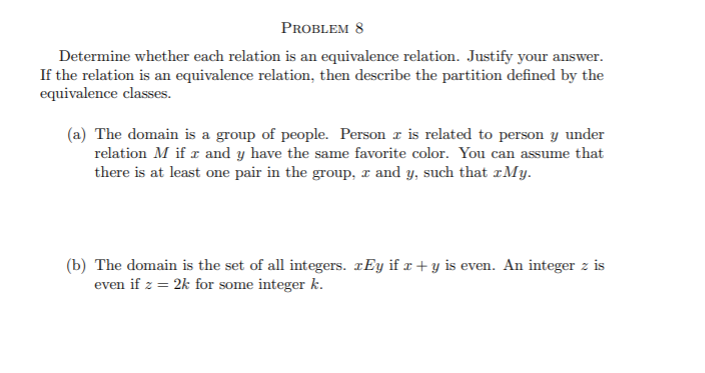 Solved PROBLEM 8 Determine whether each relation is an | Chegg.com