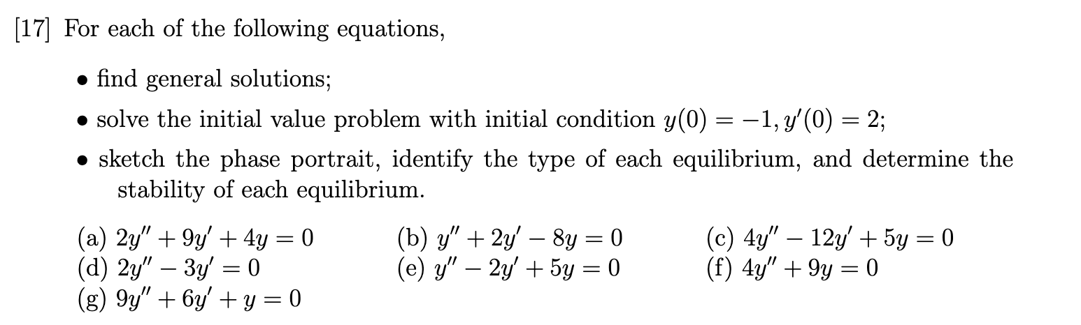 Solved = [17] For each of the following equations, • find | Chegg.com