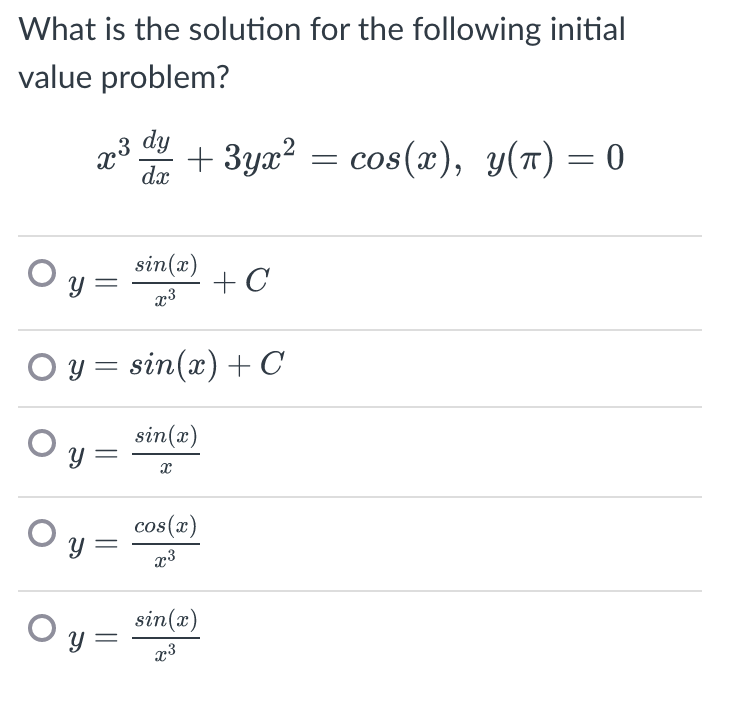 Solved What is the solution for the following initial value | Chegg.com