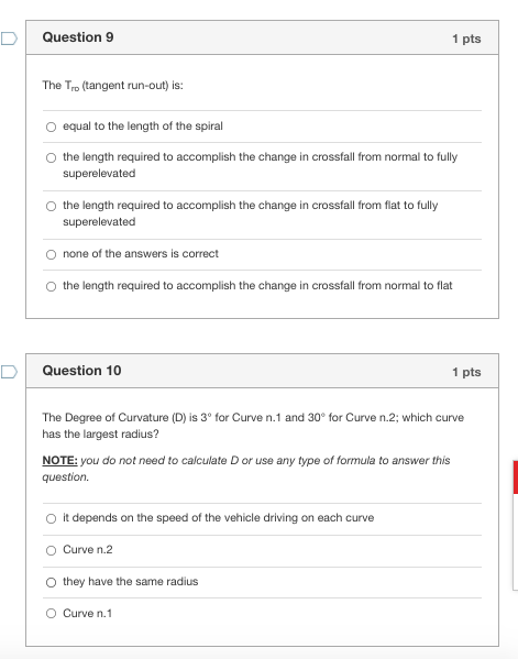 Solved Question 9 1 pts The Tro (tangent run-out) is: O | Chegg.com