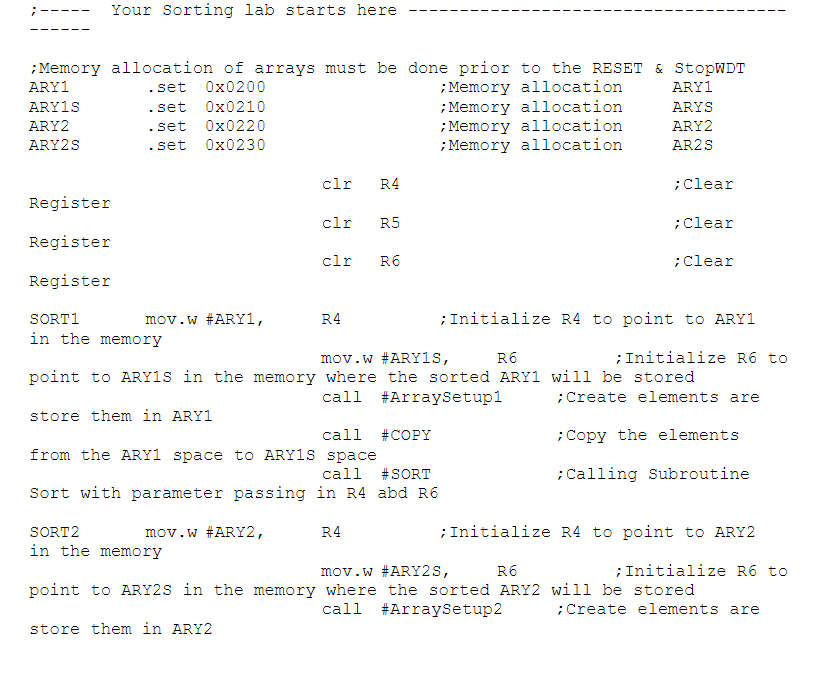 Question: Complete this MSP430 assembly language | Chegg.com