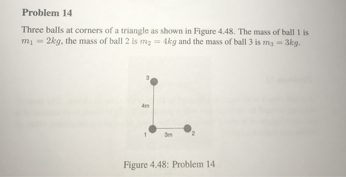 Solved Problem 14 Three balls at corners of a triangle as | Chegg.com