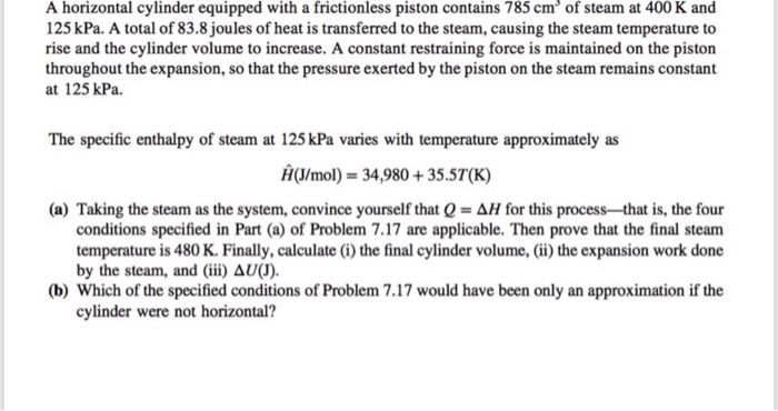 A horizontal cylinder equipped with a frictionless | Chegg.com