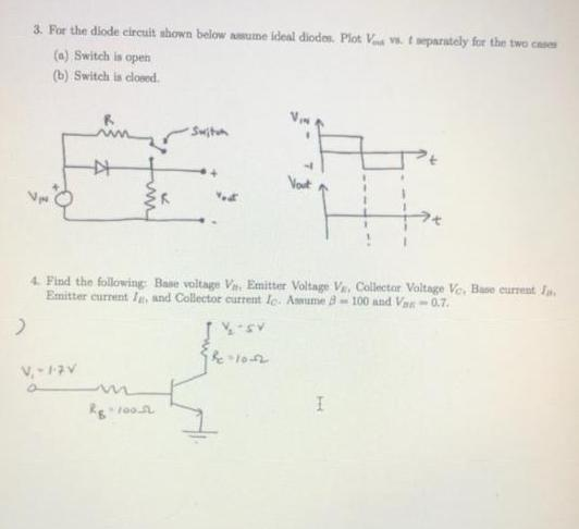 Solved 1) For the diode circuit shown below assume ideal | Chegg.com