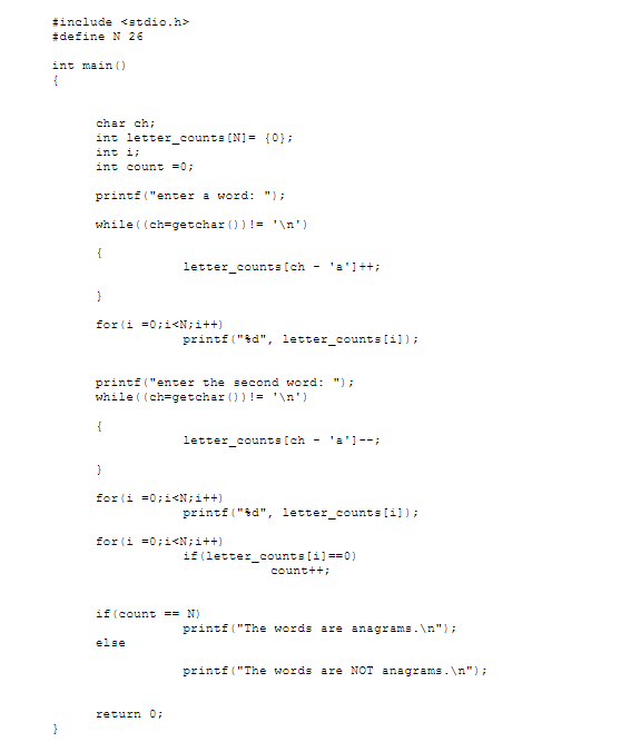 Solved 2. (30 points) Write a program command_anagrams.c | Chegg.com