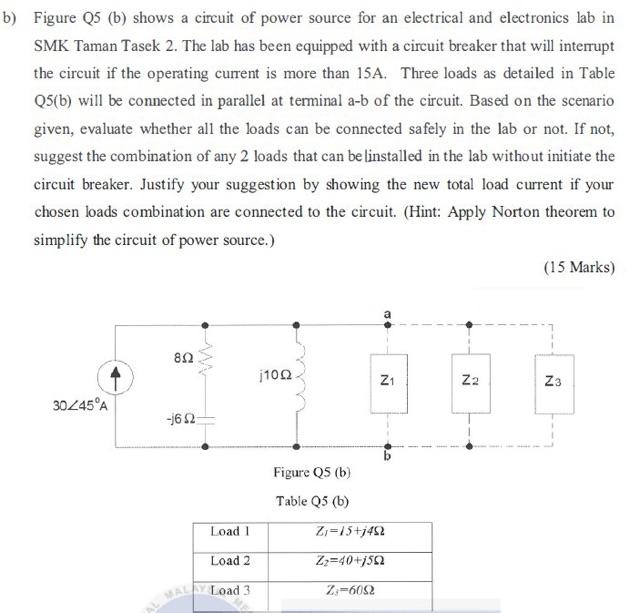 Solved Figure Q5 (b) shows a circuit of power source for an | Chegg.com