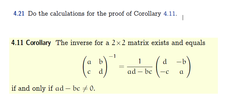 Solved 4.21 Do the calculations for the proof of Corollary | Chegg.com