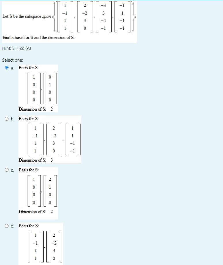 Solved be the subspace span | Chegg.com