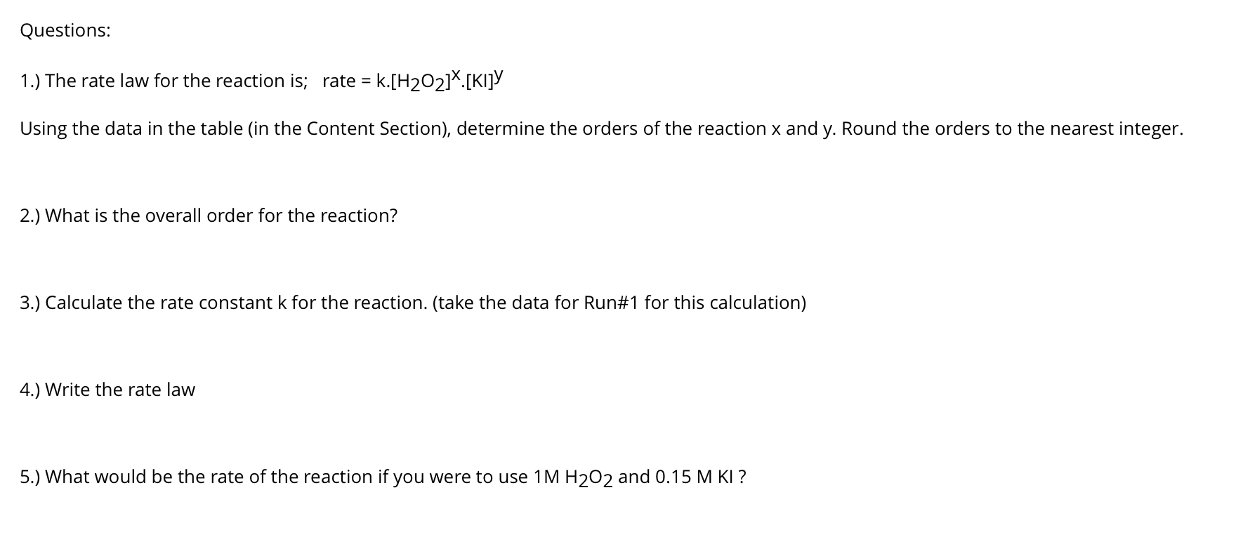 Solved In this experiment we will study the rate law of the | Chegg.com