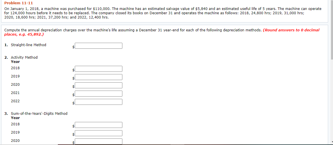 Solved Problem 11-11 On January 1, 2018, a machine was | Chegg.com