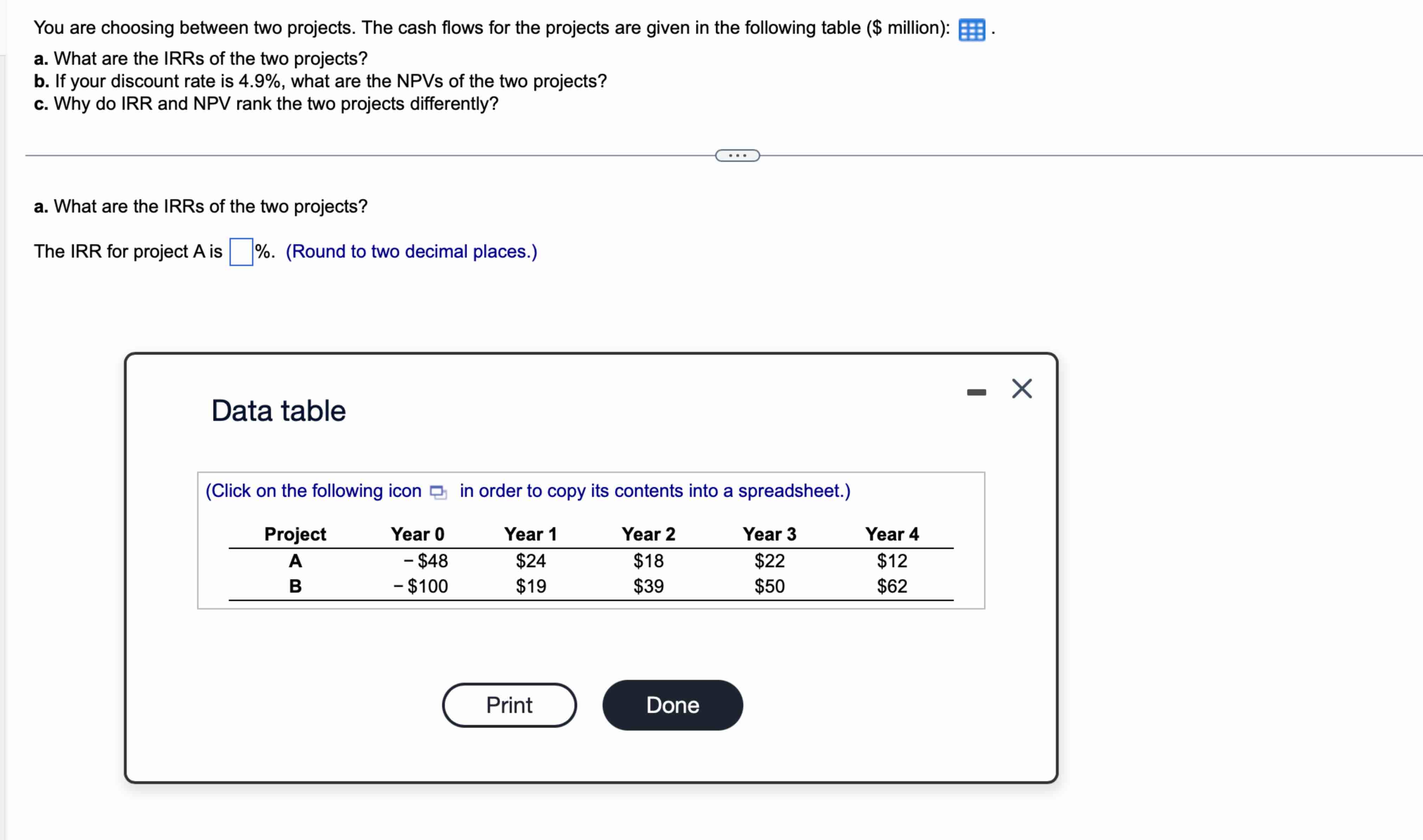 Solved You are choosing between two projects. The cash flows | Chegg.com