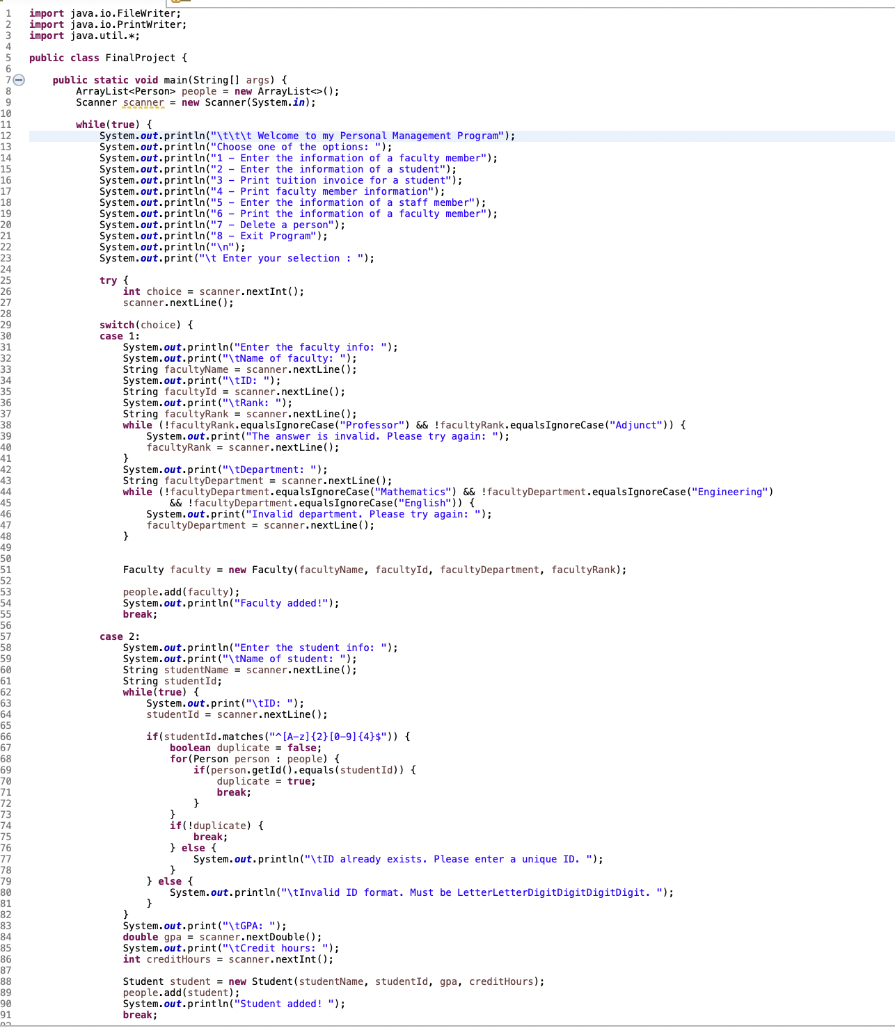 Solved Enter the id of the person to delete: ab1234 (If ID | Chegg.com