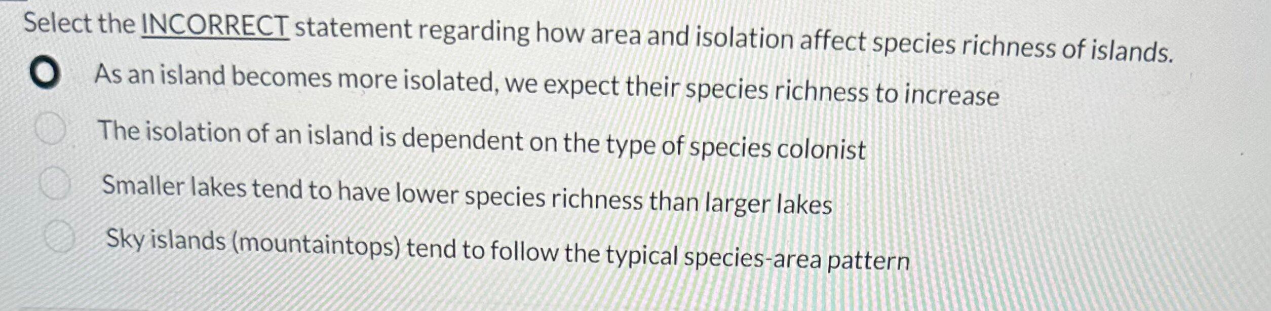 Solved Select the INCORRECT statement regarding how area and | Chegg.com