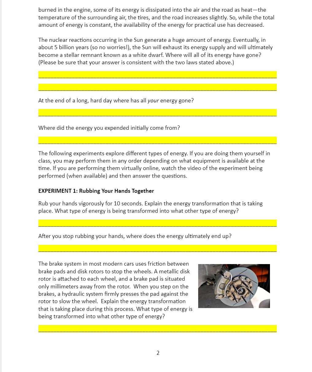 Solved Energy and Energy Transformations Please enter your | Chegg.com