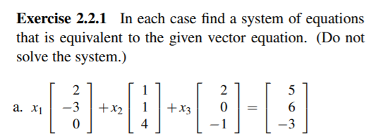 Solved Exercise 2.2.1 In each case find a system of | Chegg.com
