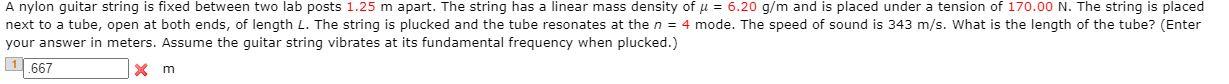 Solved A nylon guitar string is fixed between two lab posts | Chegg.com