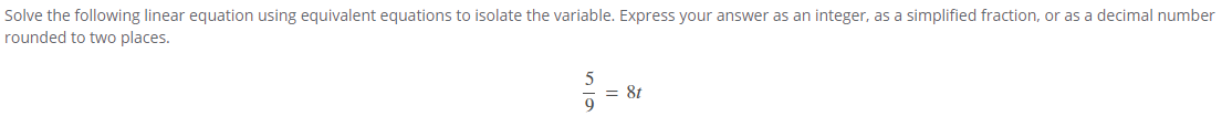 Solved Solve the following linear equation using equivalent | Chegg.com