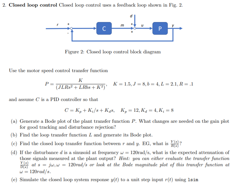 2. Closed loop control Closed loop control uses a | Chegg.com