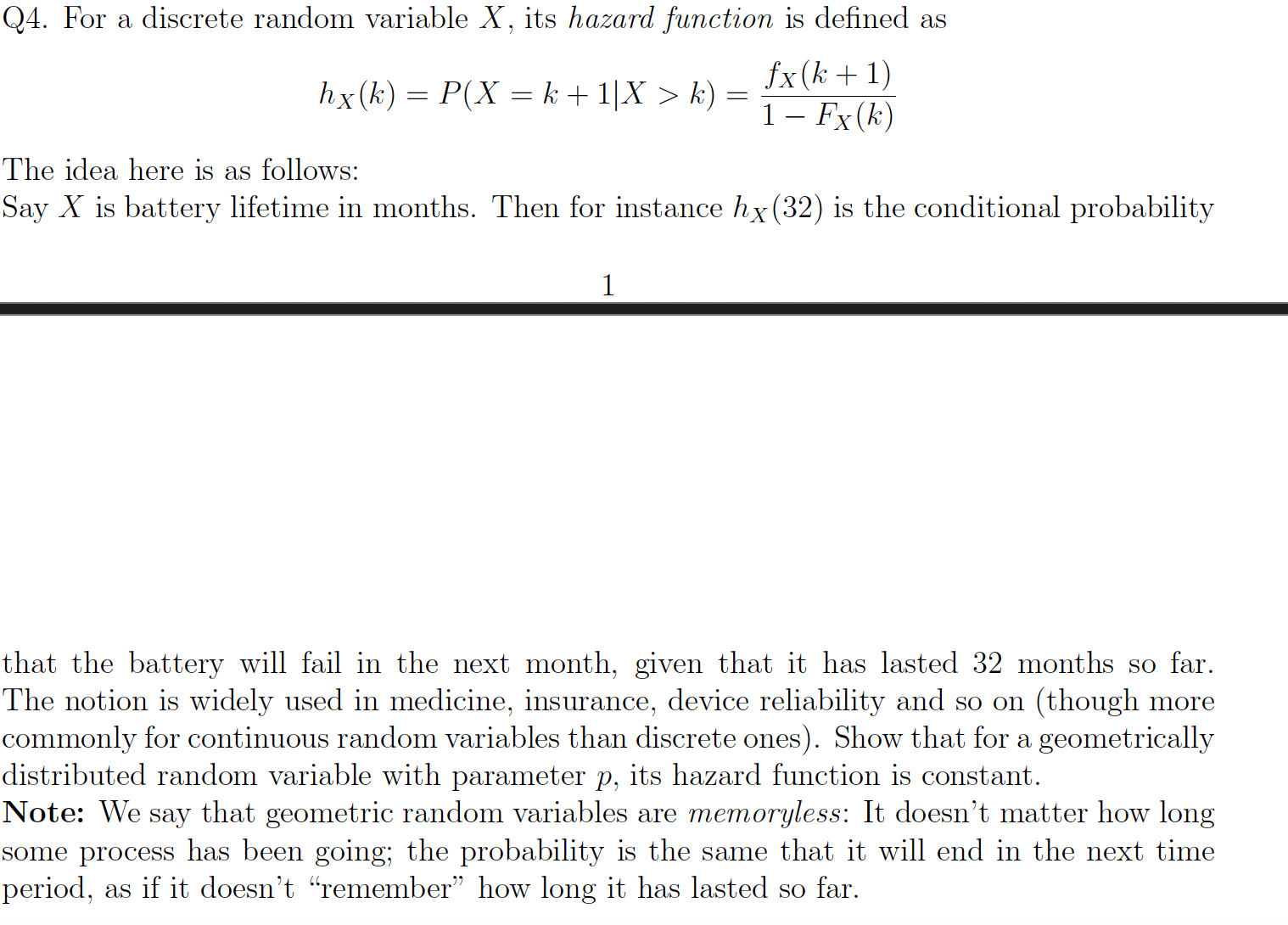 Solved For a discrete random variable X, ﻿its hazard | Chegg.com