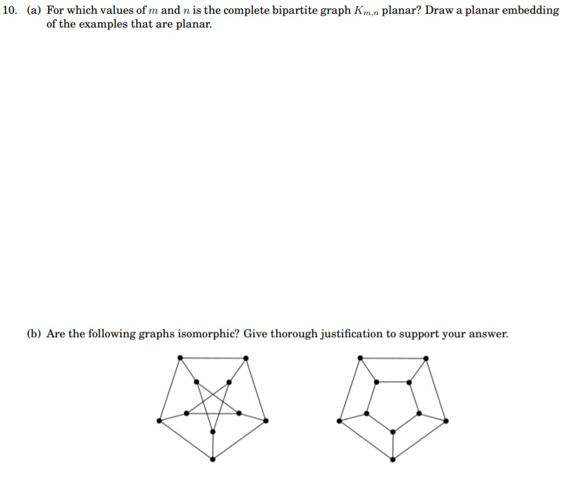 Solved 10. (a) For which values of m and n is the complete | Chegg.com