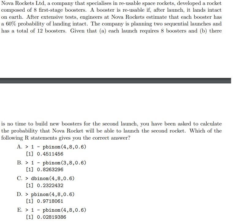 Solved Nova Rockets Ltd, a company that specialises in | Chegg.com