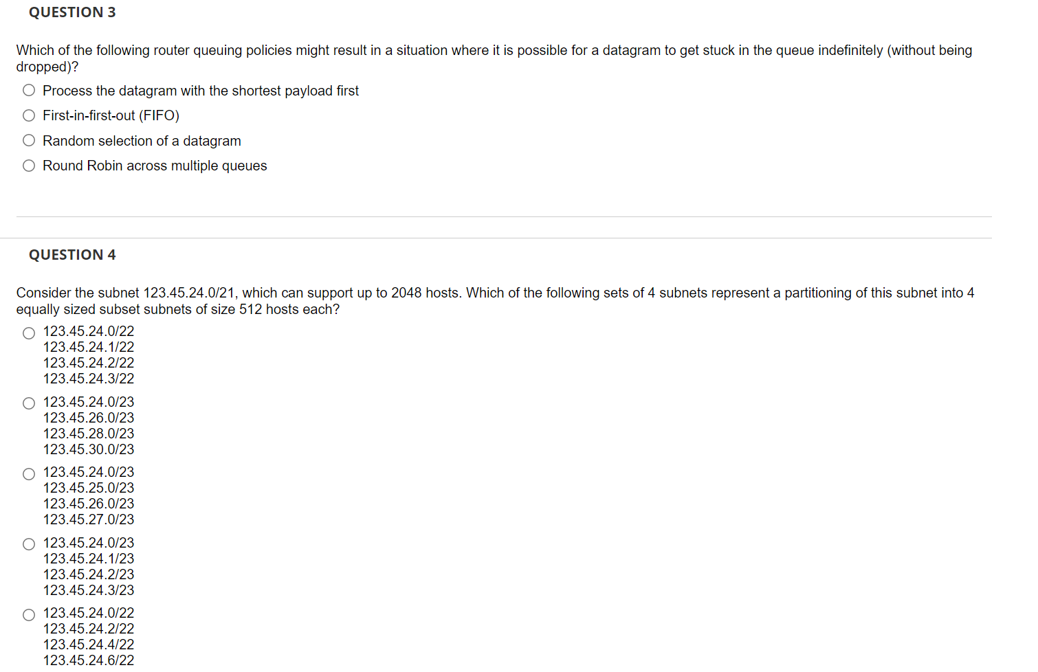 Solved QUESTION 3 Which of the following router queuing | Chegg.com