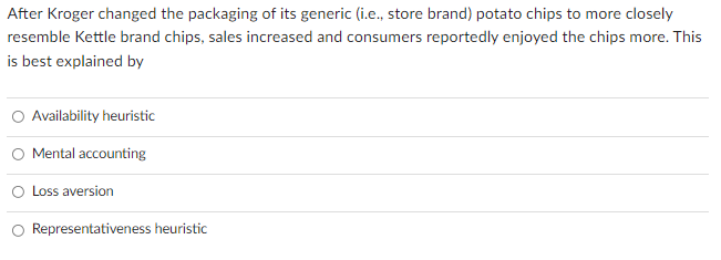 Solved After Kroger changed the packaging of its generic | Chegg.com