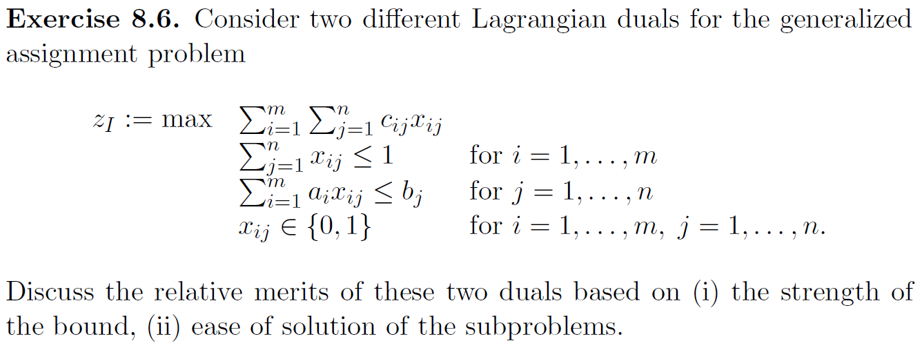 Exercise 8.6. Consider two different Lagrangian duals | Chegg.com