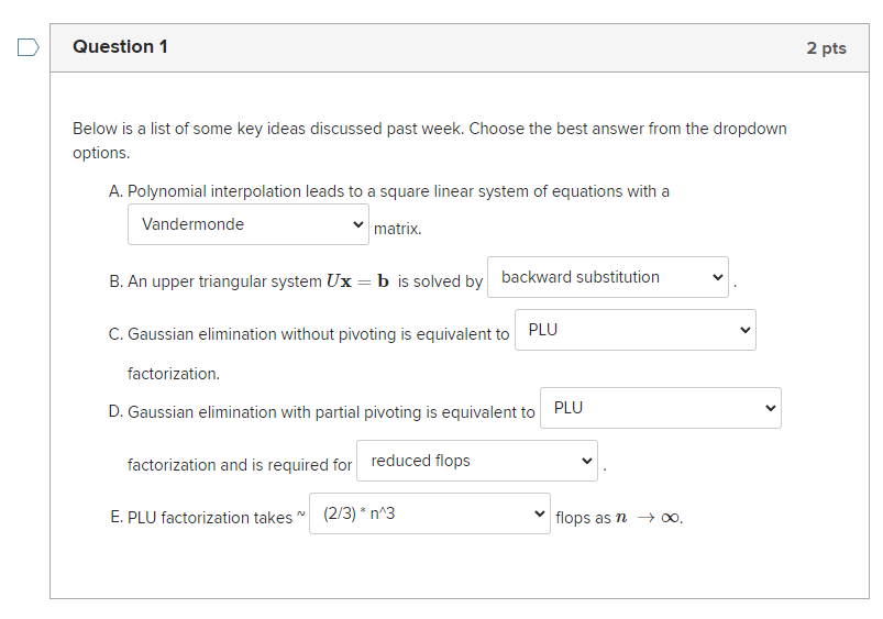Solved Question 1 2 pts Below is a list of some key ideas | Chegg.com