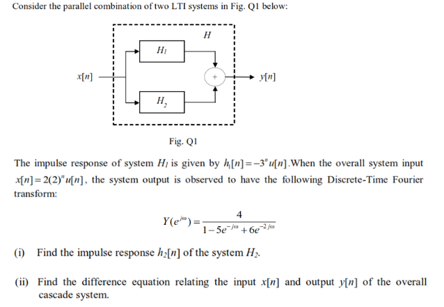 Solved Consider the parallel combination of two LTI systems | Chegg.com