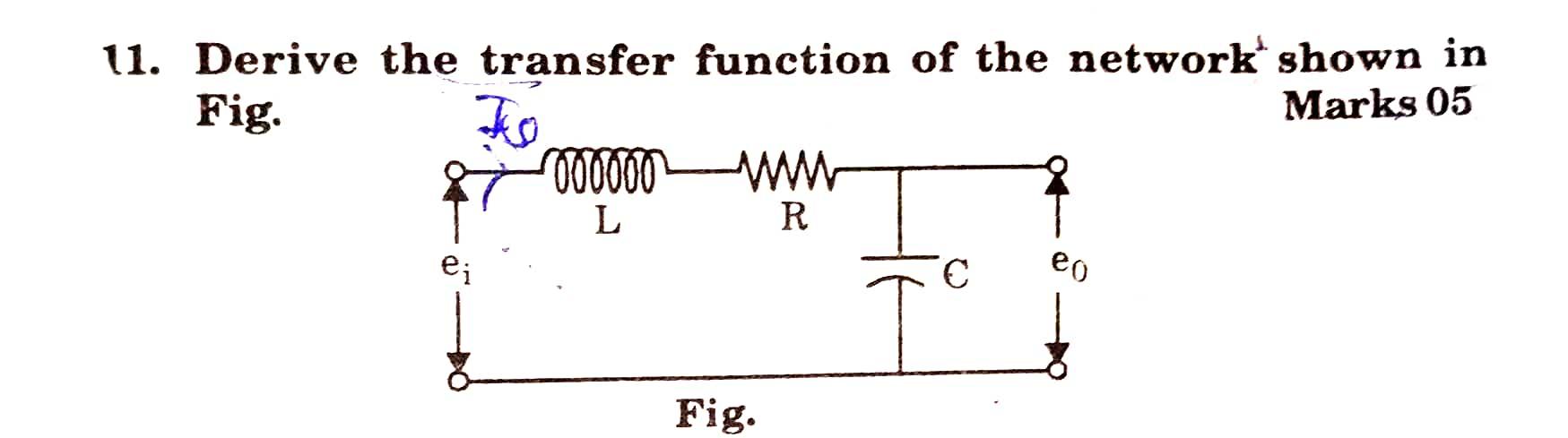 Solved 11. Derive the transfer function of the network' | Chegg.com