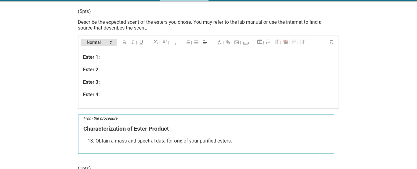 Solved Report Table E.1: Synthesis of Esters Table view List | Chegg.com