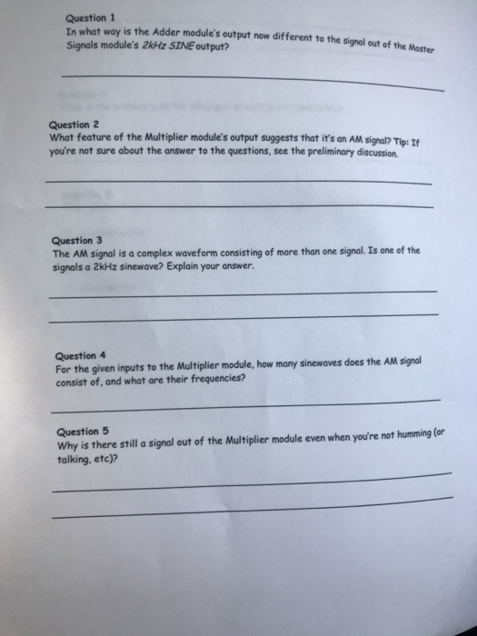 Question 1 To what way is the Adder module's output | Chegg.com