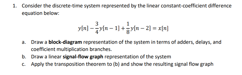Solved 1. Consider the discrete-time system represented by | Chegg.com