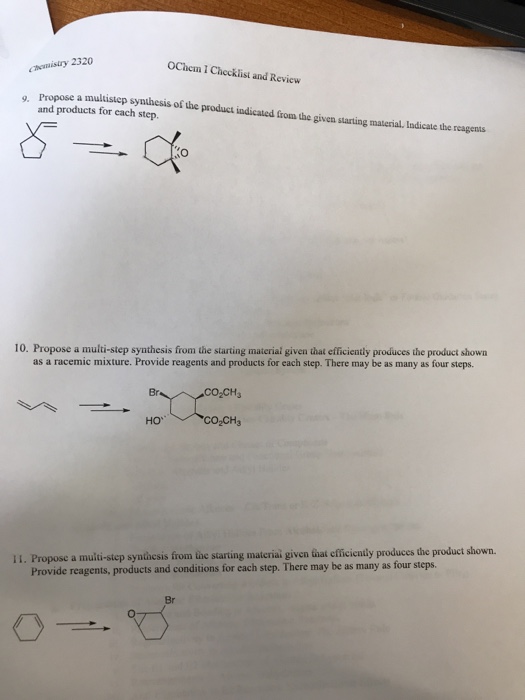 Solved chemisty 2320 OChem I Checklist and Review a | Chegg.com