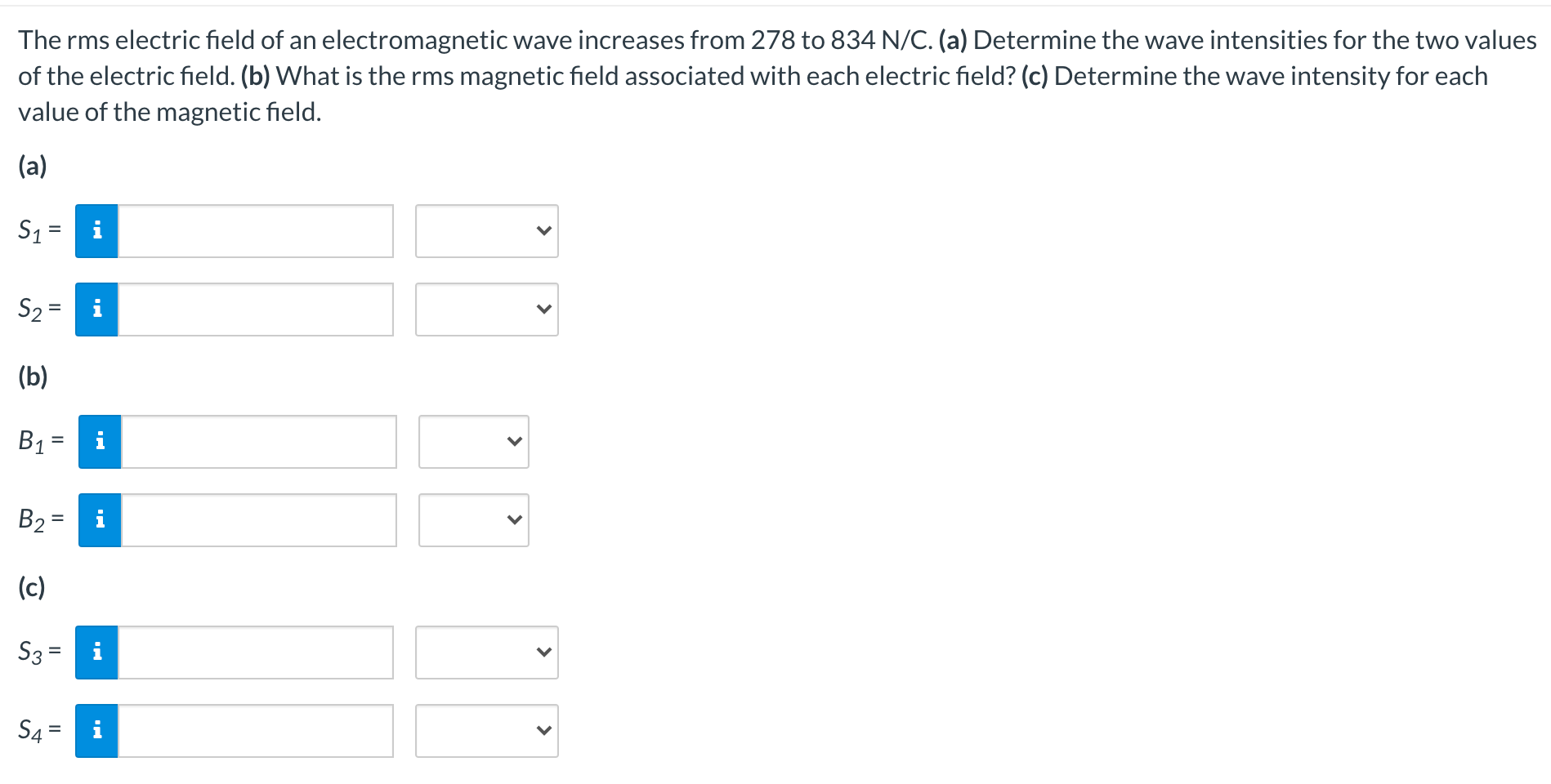 Solved The rms electric field of an electromagnetic wave | Chegg.com