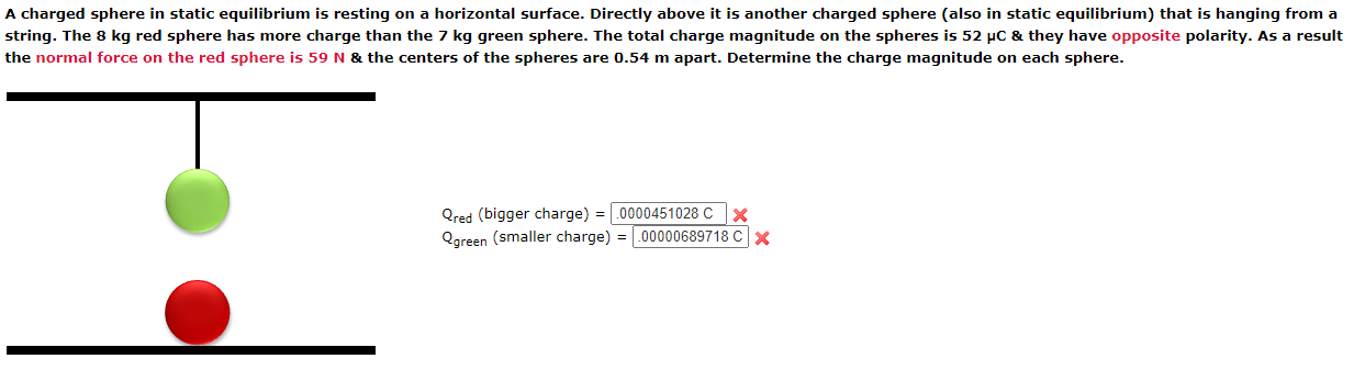 A charged sphere in static equilibrium is resting on | Chegg.com