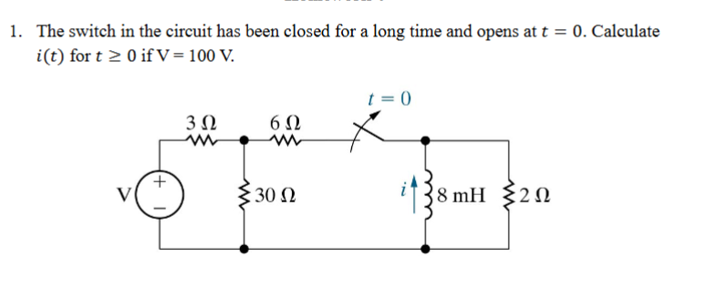 Solved The switch in the circuit has been closed for a long | Chegg.com